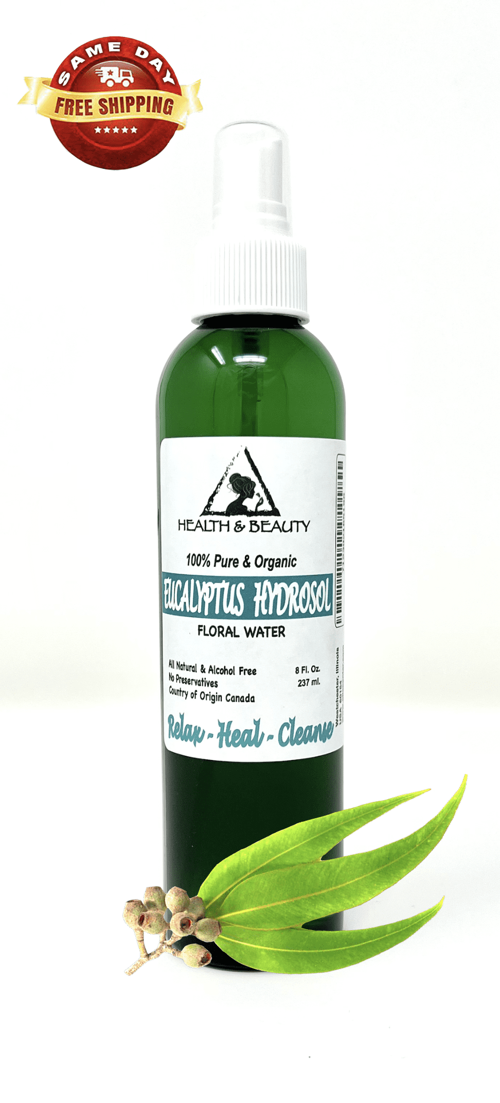 Eucalyptus Hydrosol Organic Floral Water 100% Pure and Natural 8 oz ...