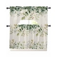 Eucalyptus Kitchen Curtain and Valance Set 3 Pieces,Rod Pocket Short ...