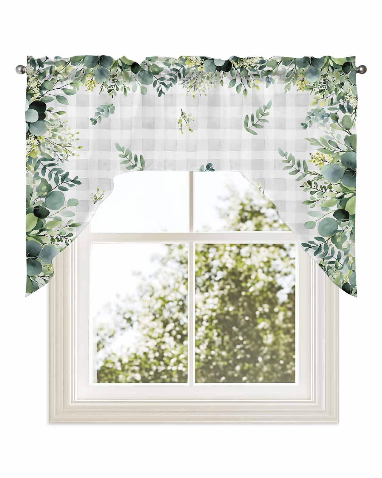 Eucalyptus Kitchen Curtains Swag Valance for Windows/Bathroom/Cafe ...