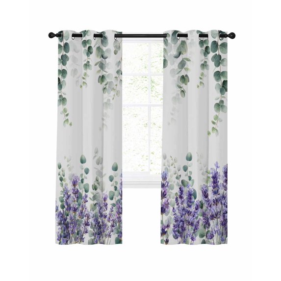 Eucalyptus Lavender Blackout Curtains, Light Blocking Print Window ...