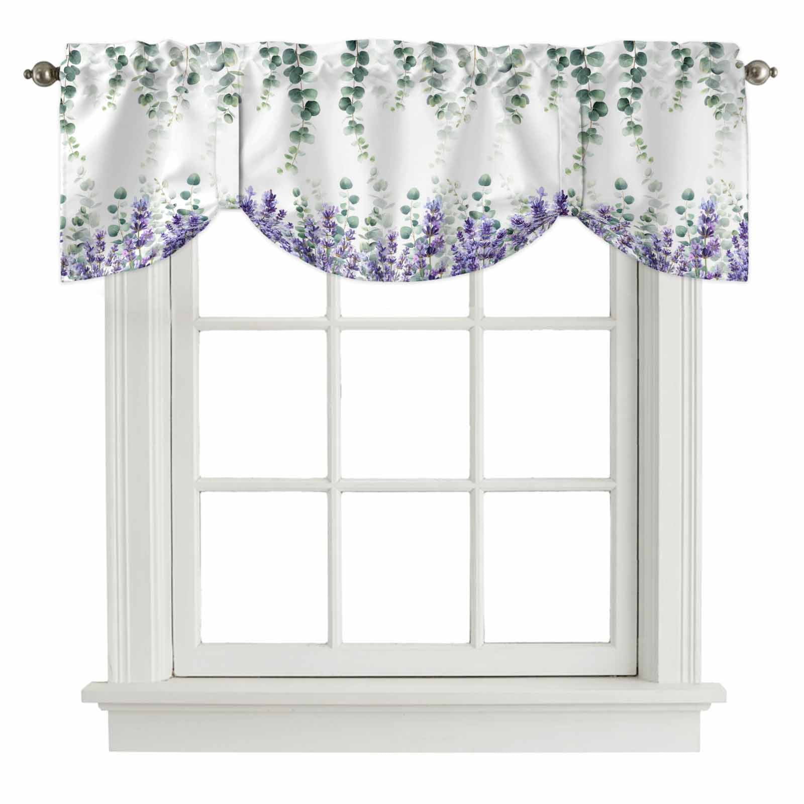 Eucalyptus Lavender Tie Up Valance Curtains for Windows, Kitchen ...