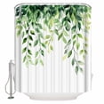 Eucalyptus Leaf Bathroom Shower Curtains with 12 Hooks Polyester ...