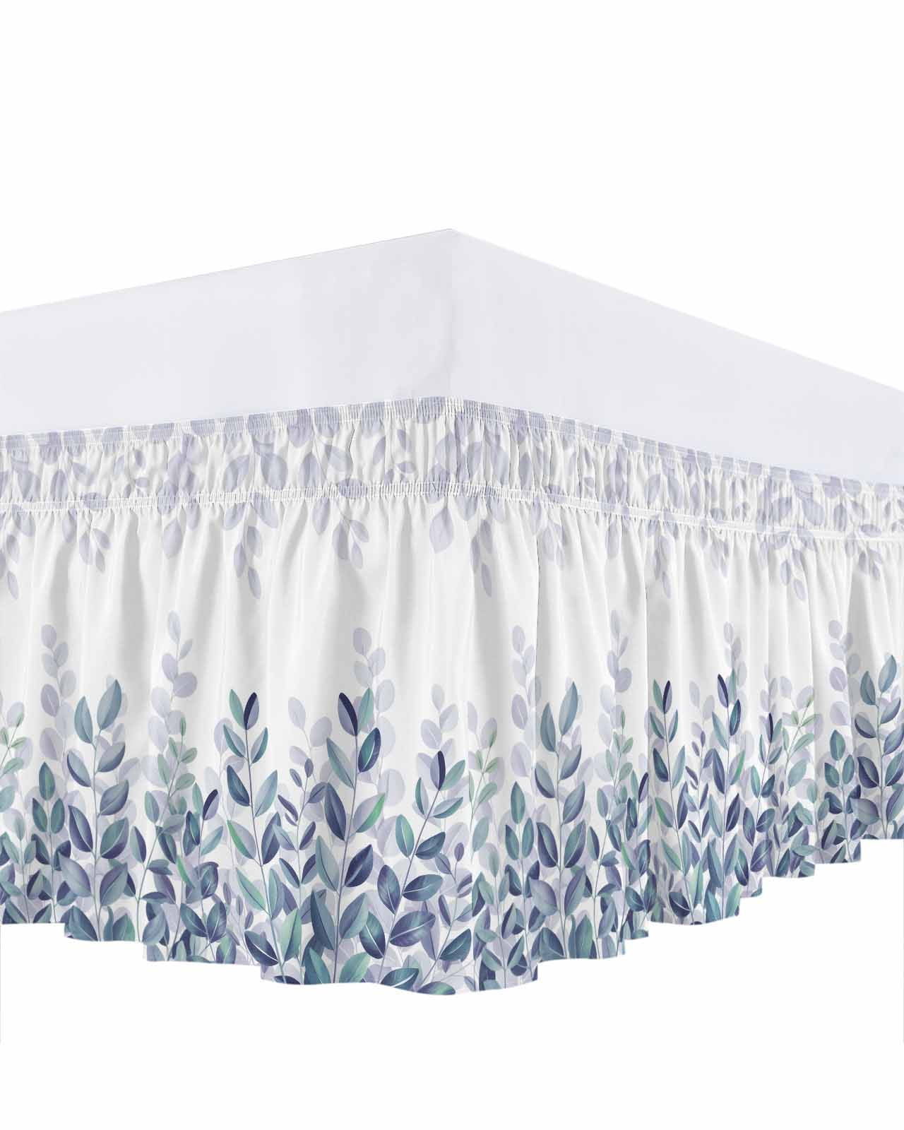 Eucalyptus Leaf Bed Skirt Queen Size 16 Inch Drop, Spring Gradient Teal ...