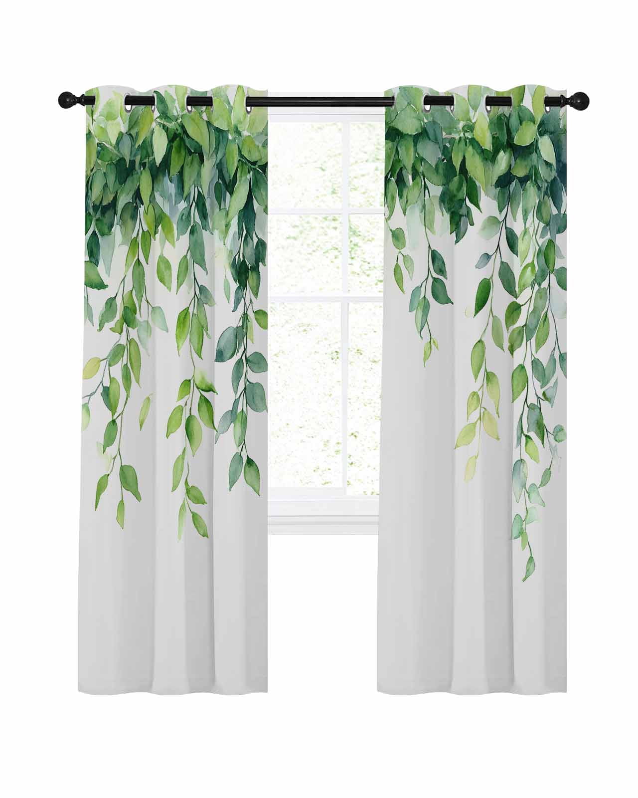 Eucalyptus Leaf Blackout Curtains 84 Inch Length Spring Watercolor ...