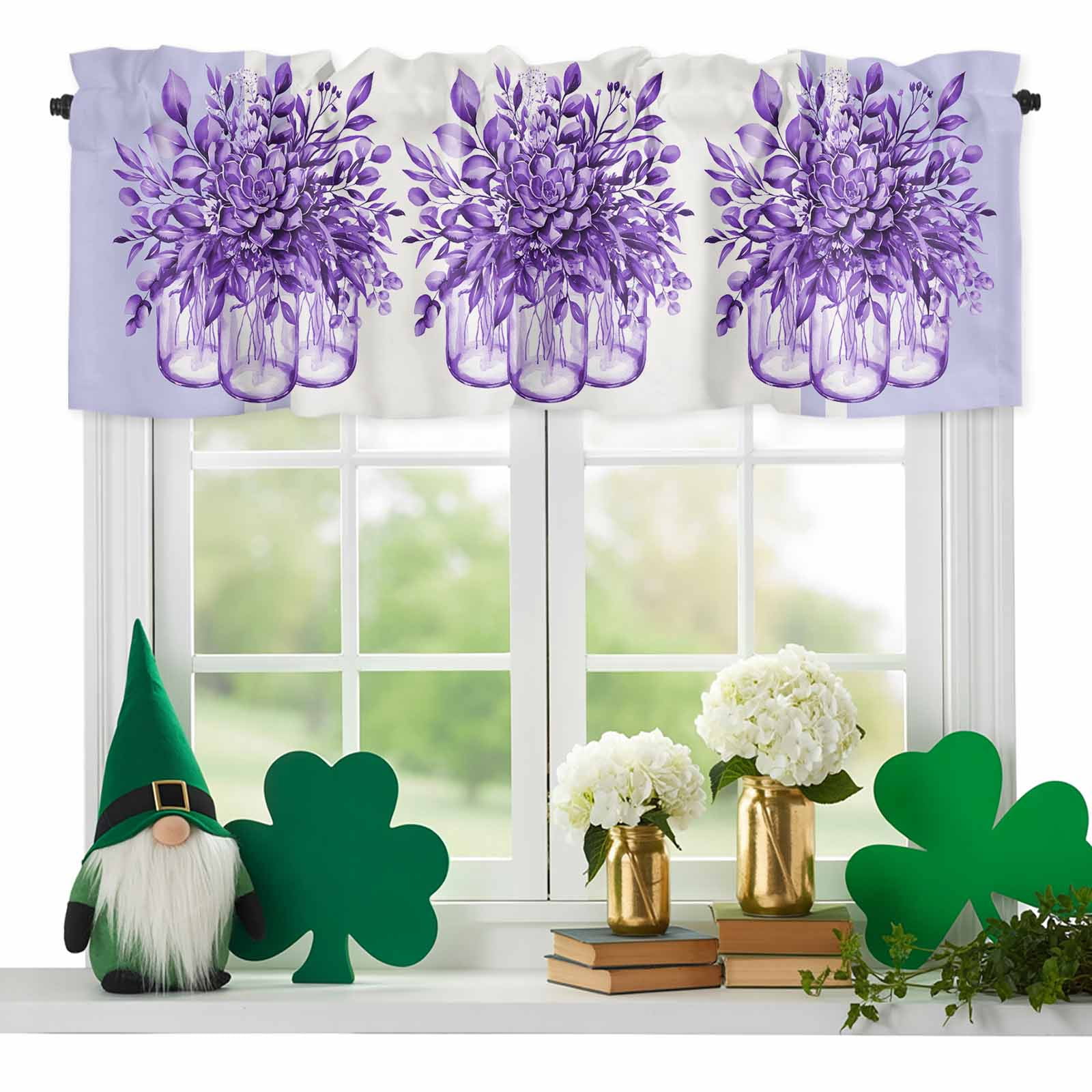 Eucalyptus Leaf Bottle Valances for Windows, Watercolor Floral Plant ...