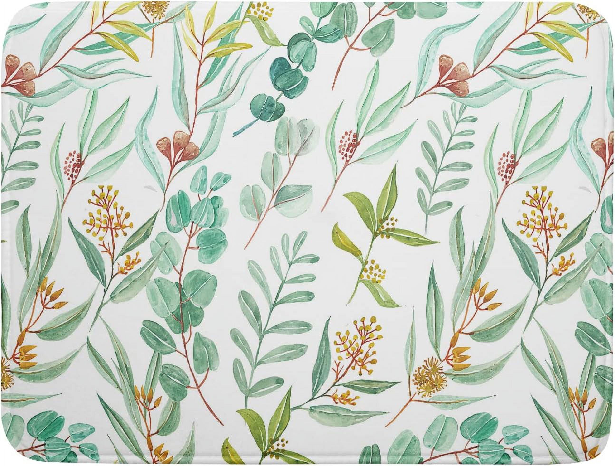 Eucalyptus Leaf Drying Mat Kitchen - Floral Dish Drying Mat 18 x 24 ...