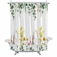 Eucalyptus Leaf Floral Shower Curtain for Bathroom, Vintage Yellow Pink ...