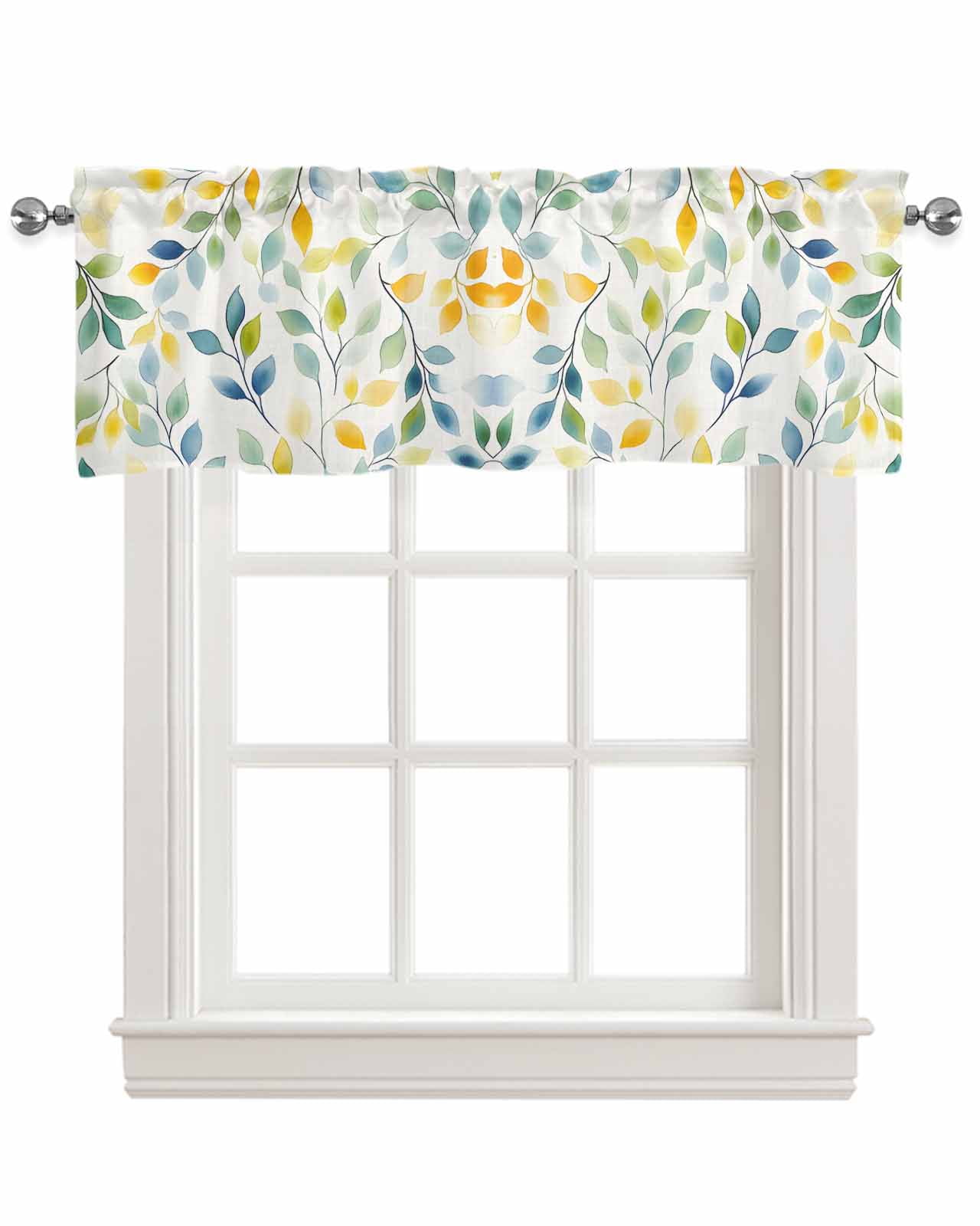 Eucalyptus Leaf Kitchen Valances for Windows Farmhouse Linen Window ...