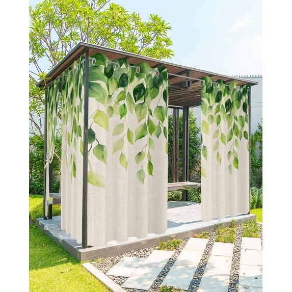 Eucalyptus Leaf Outdoor Curtains for Patio, Country Watercolor Sage ...