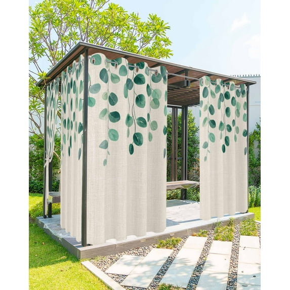 Eucalyptus Leaf Outdoor Curtains for Patio, Spring Green Eucalyptus ...