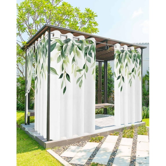 Eucalyptus Leaf Outdoor Curtains for Patio, Spring Vintage Watercolor ...