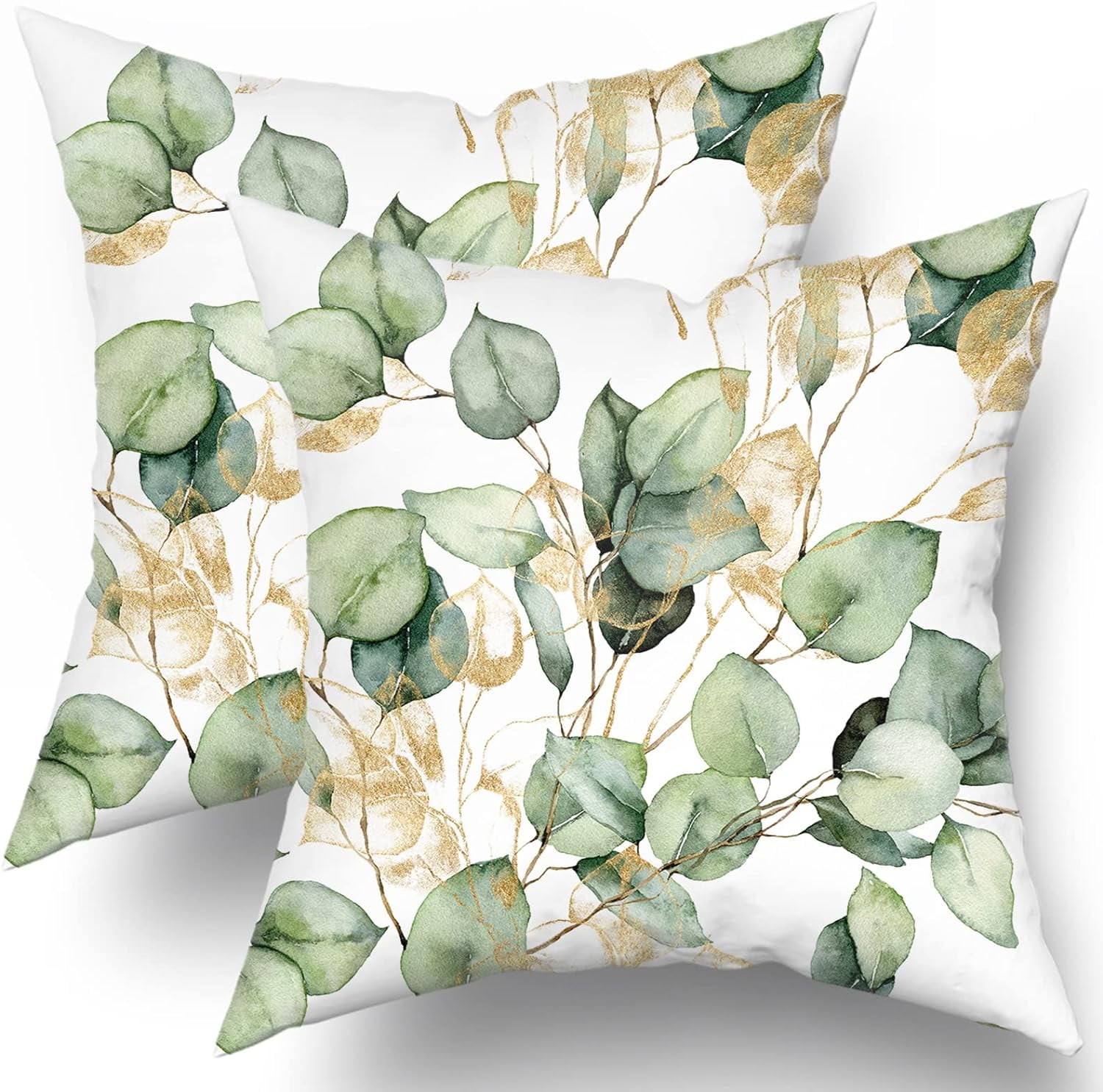 Eucalyptus Leaf Pillow Covers 16x16 Set of 2 Watercolor Pillow Sage ...