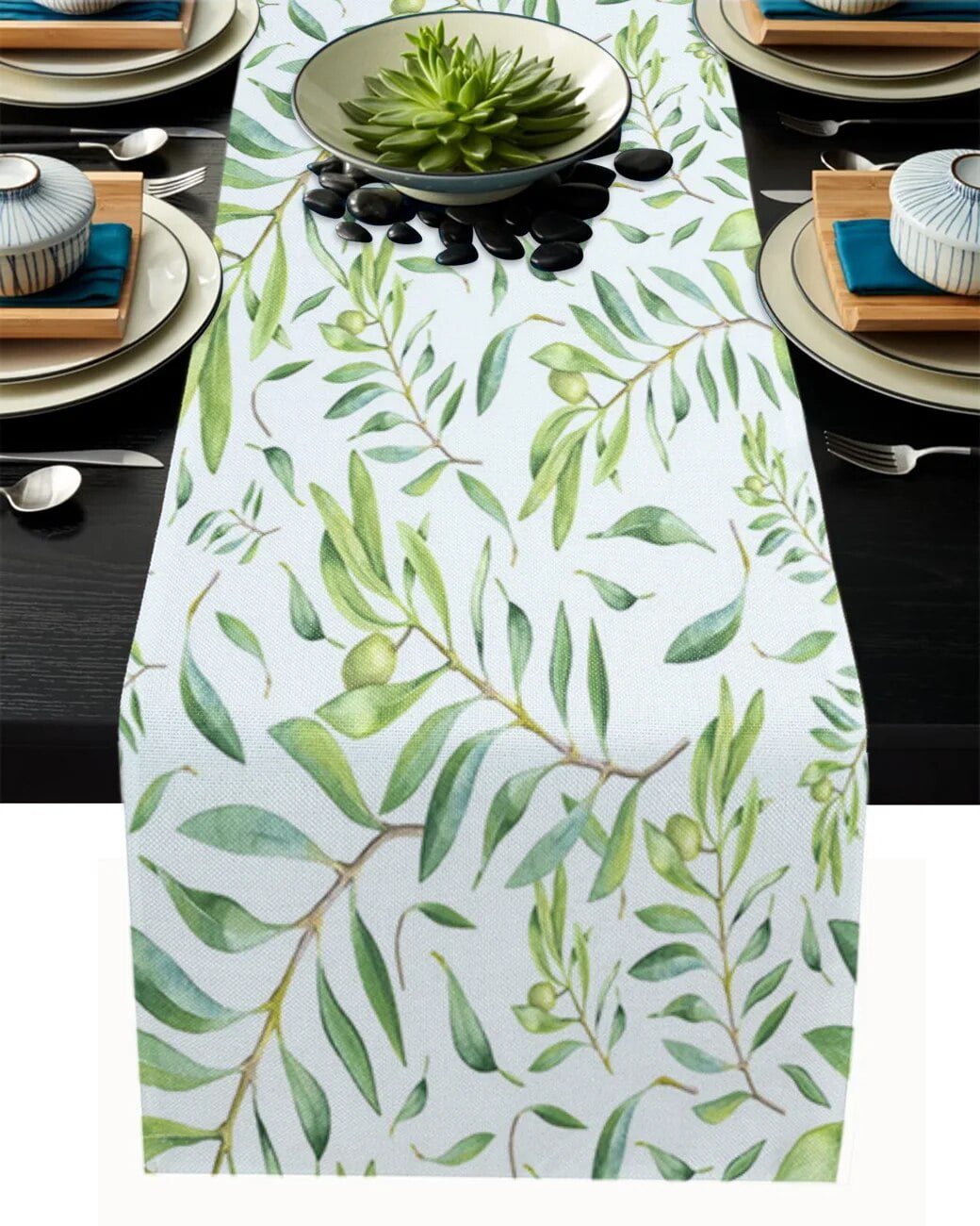 Eucalyptus Leaf Plant Table Runners For Wedding Party Decoration Modern ...