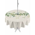 Eucalyptus Leaf Round Outdoor Tablecloth with Umbrella Hole Watercolor ...