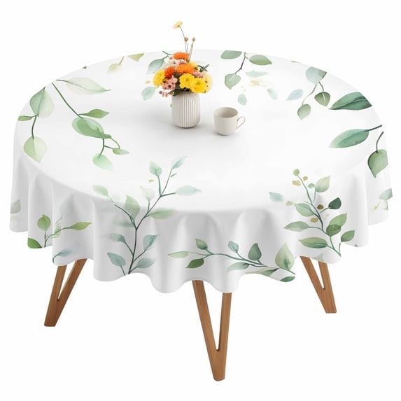 Eucalyptus Leaf Round Tablecloth 54 inches Watercolor Green Plant ...