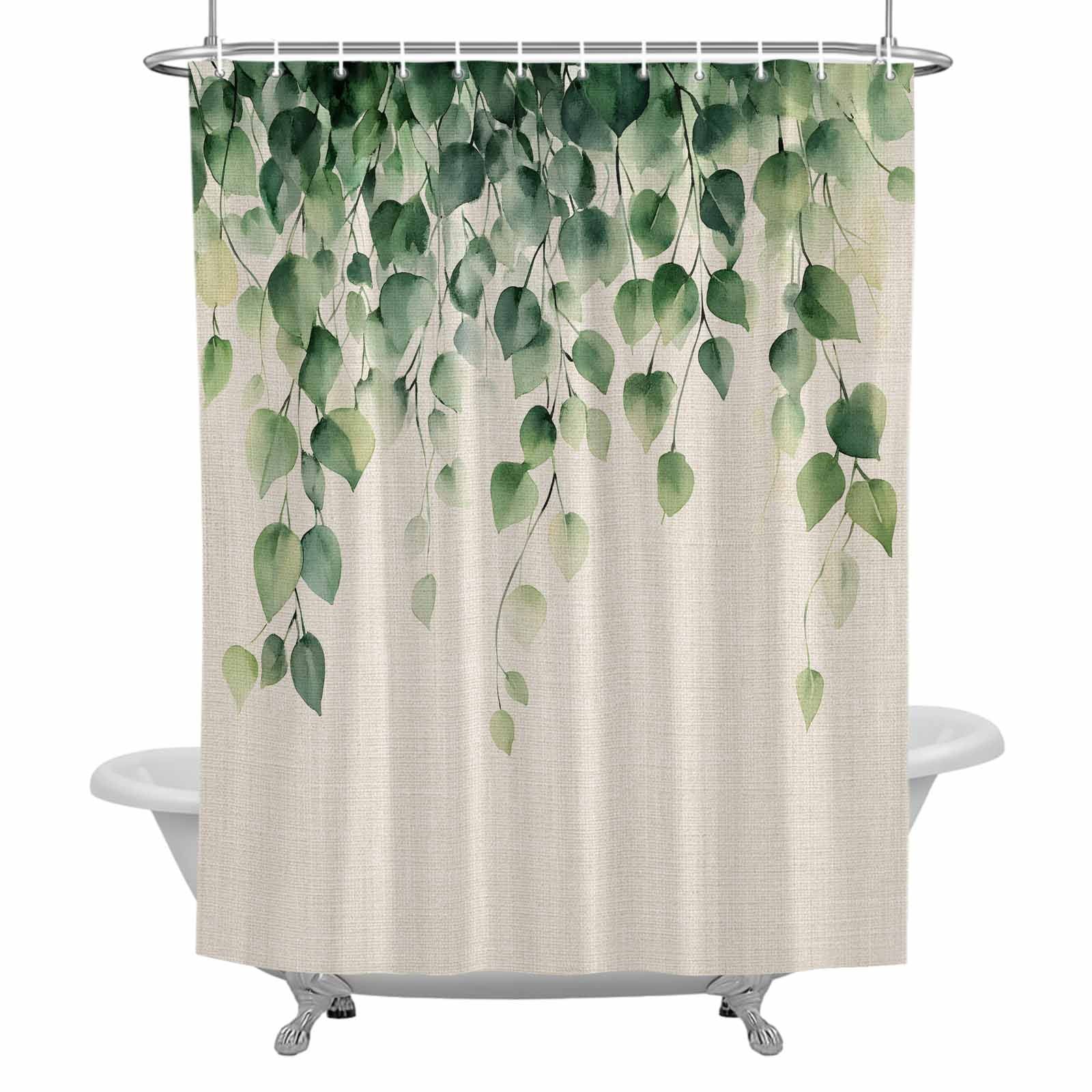 Eucalyptus Leaf Shower Curtain for Bathroom, Rustic Watercolor Sage ...