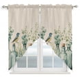 Eucalyptus Leaf Swag Curtain Valance for Window 2 Panels Spring Plant ...