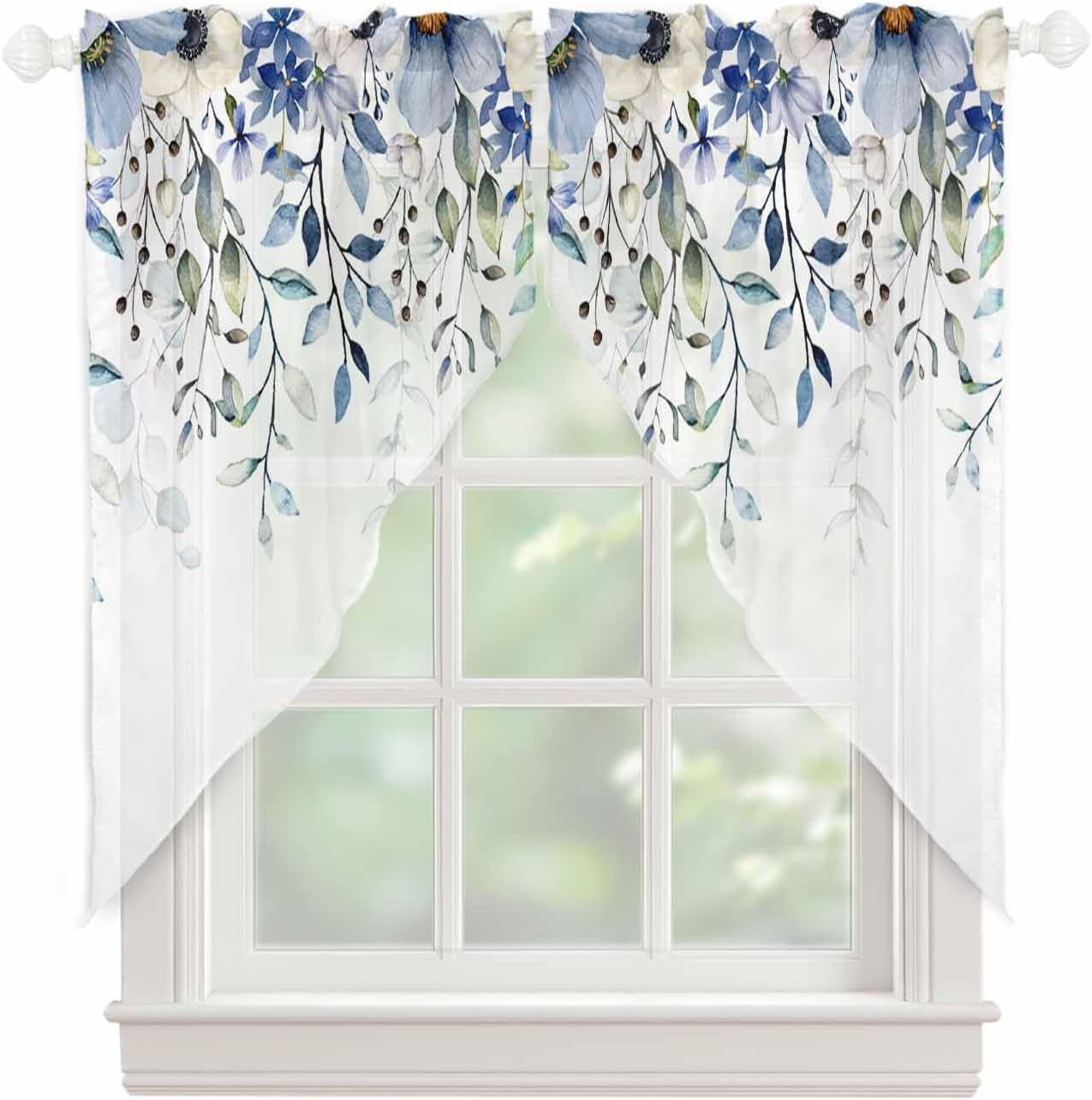 Eucalyptus Leaf Swag Valances for Windows Summer Flowers Leaves ...