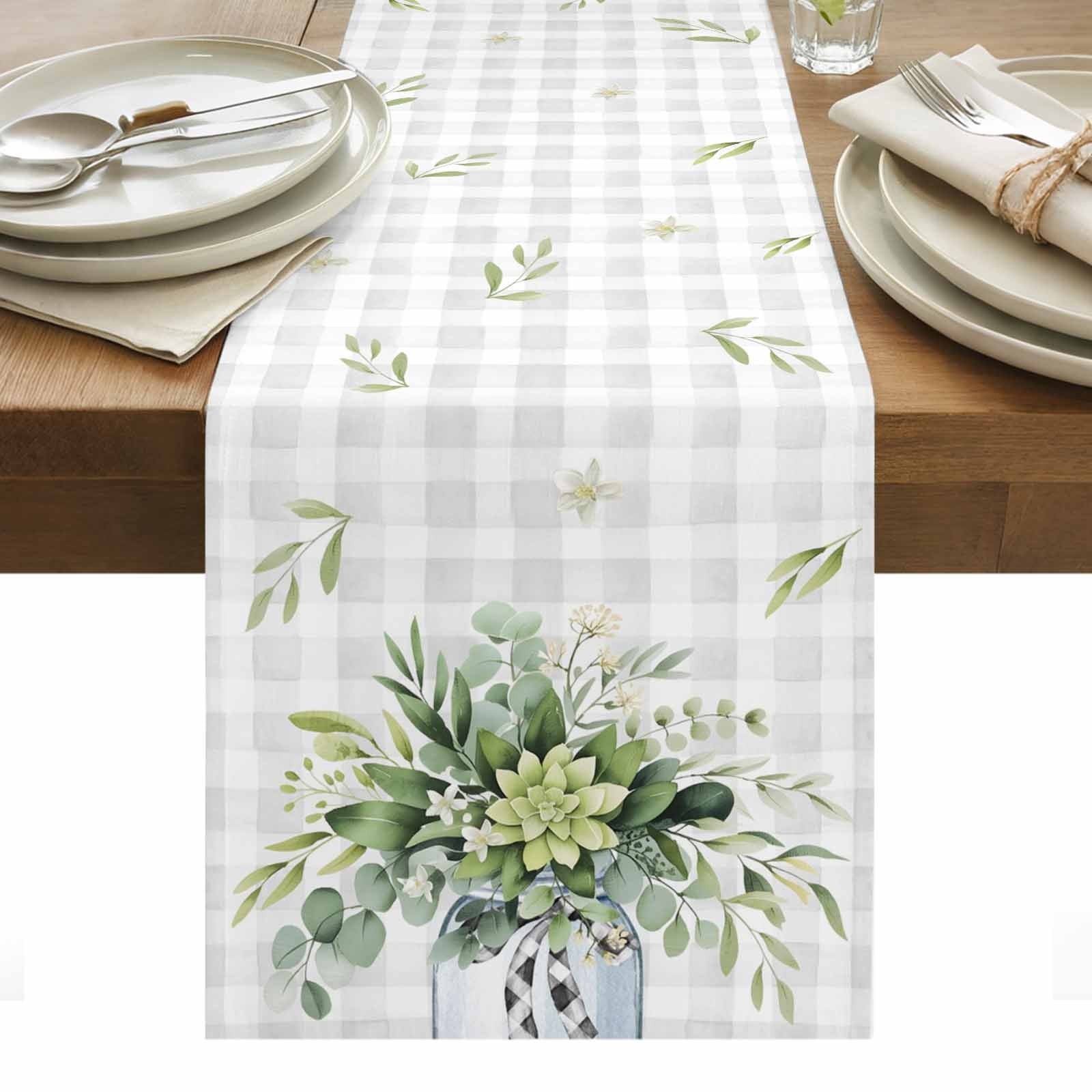 Eucalyptus Leaf Table Runner - 36 Inch Long, Kitchen Dining Table ...