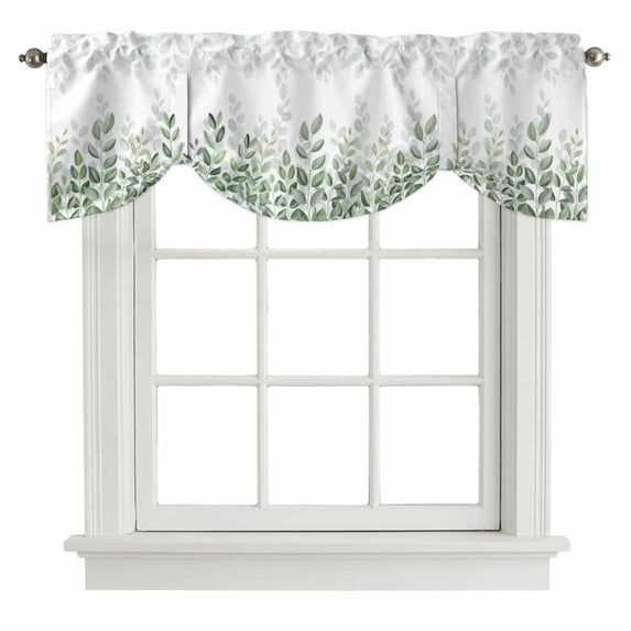 Eucalyptus Leaf Tie Up Valance Curtains Spring Gradient Sage Green ...