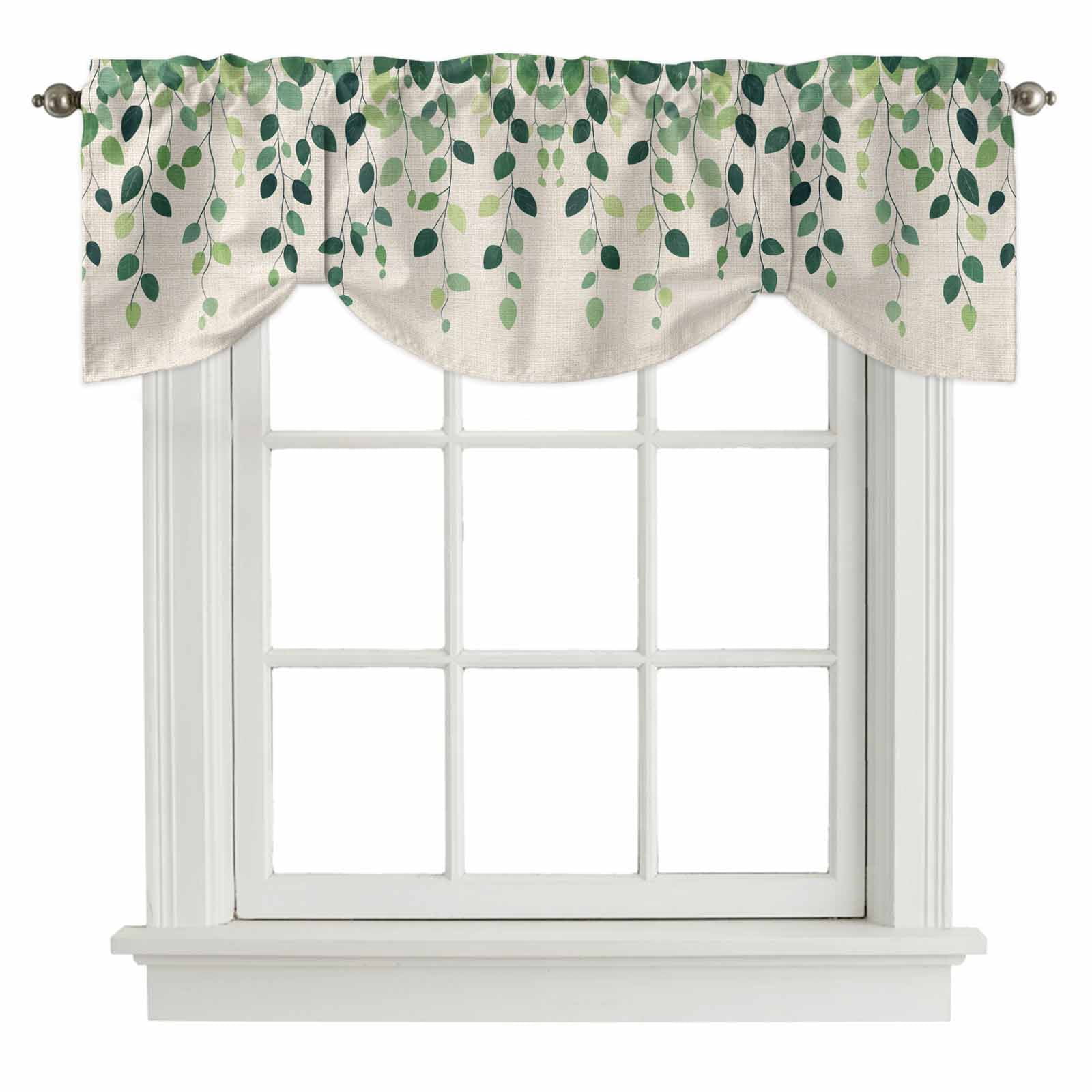 Eucalyptus Leaf Tie Up Valance for Windows, Spring Sage Green ...