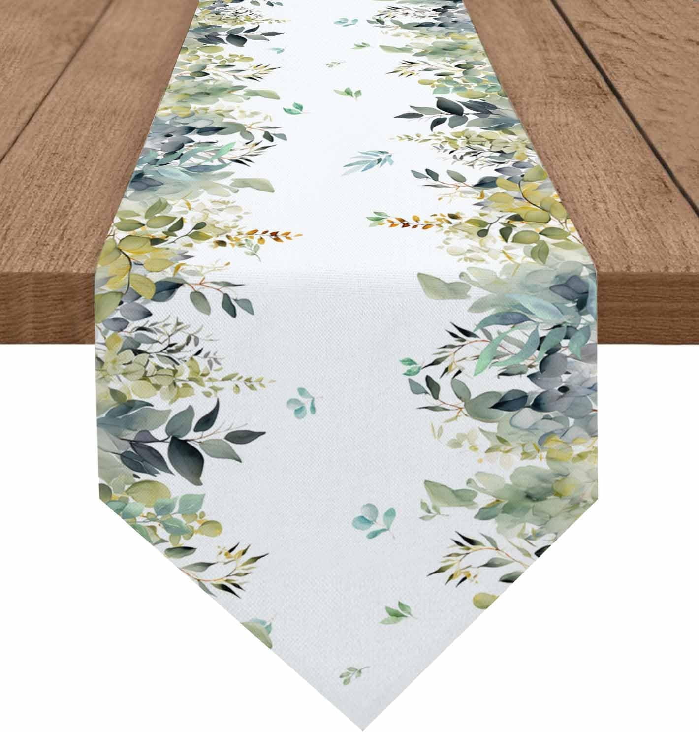 Eucalyptus Leaf Triangle Table Runners Long Dresser Scarves Table ...