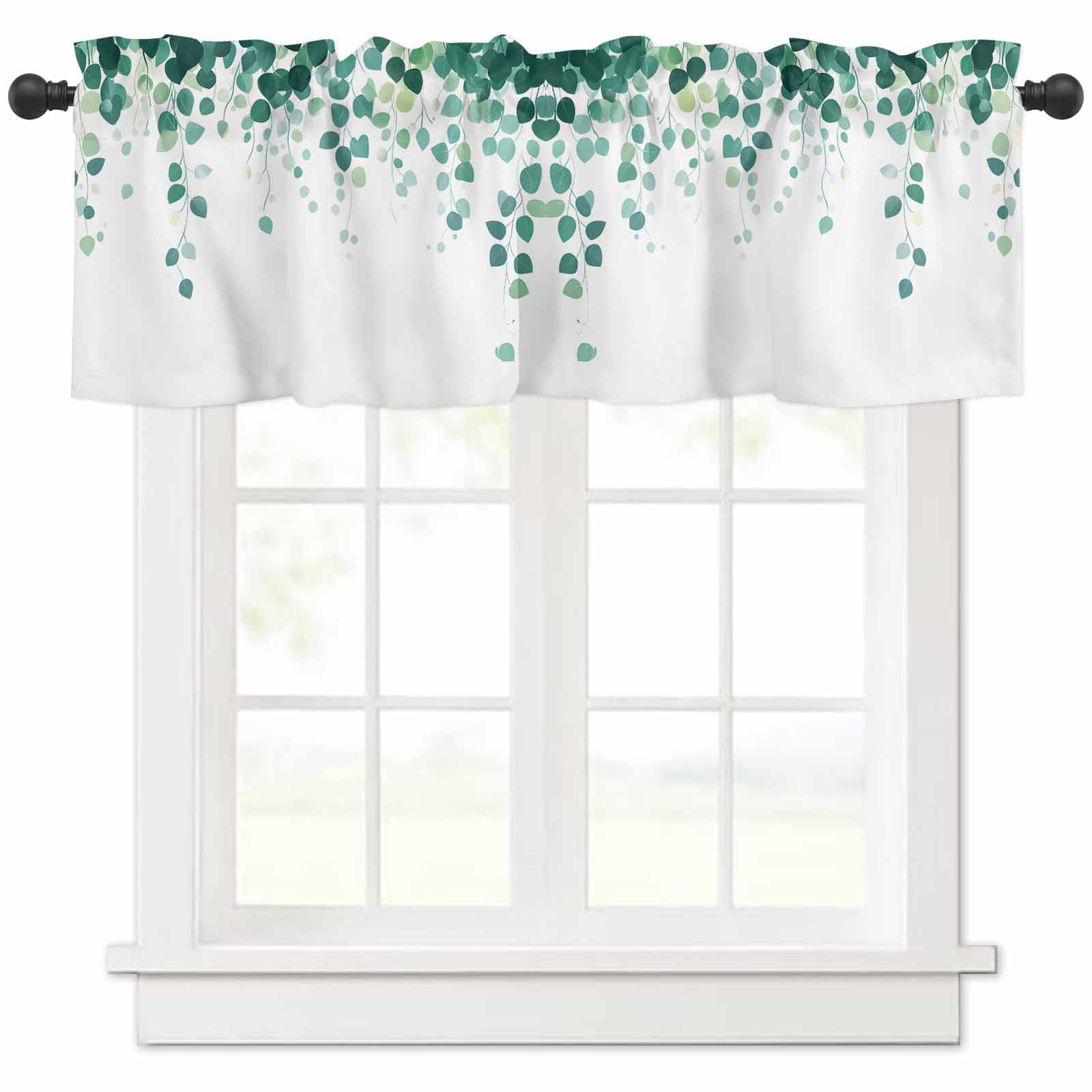 Eucalyptus Leaf Valances for Windows Farmhouse Kitchen Curtains ...