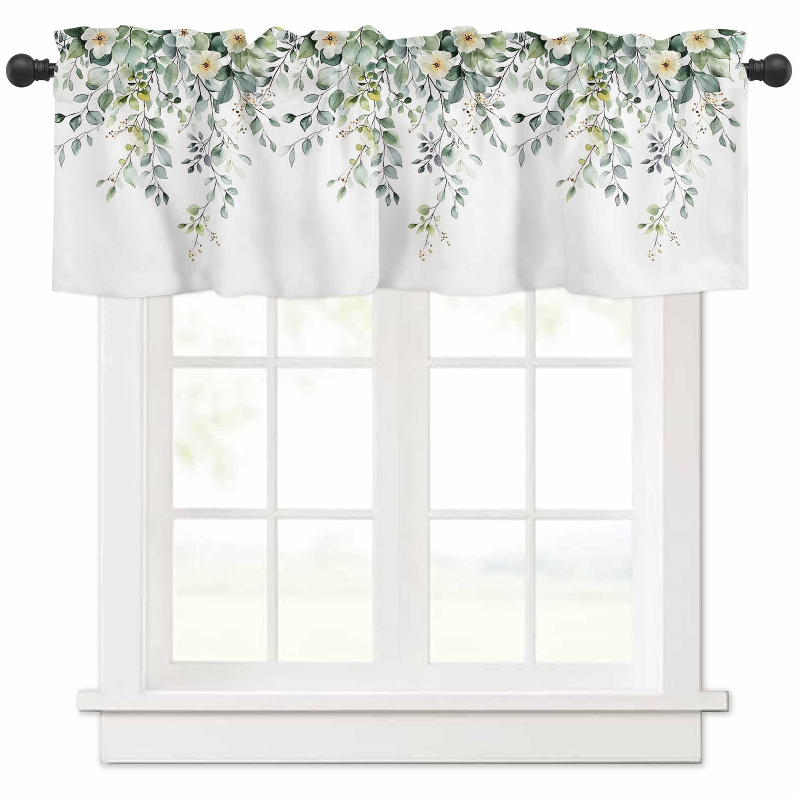 Eucalyptus Leaf Valances for Windows Farmhouse Kitchen Curtains ...