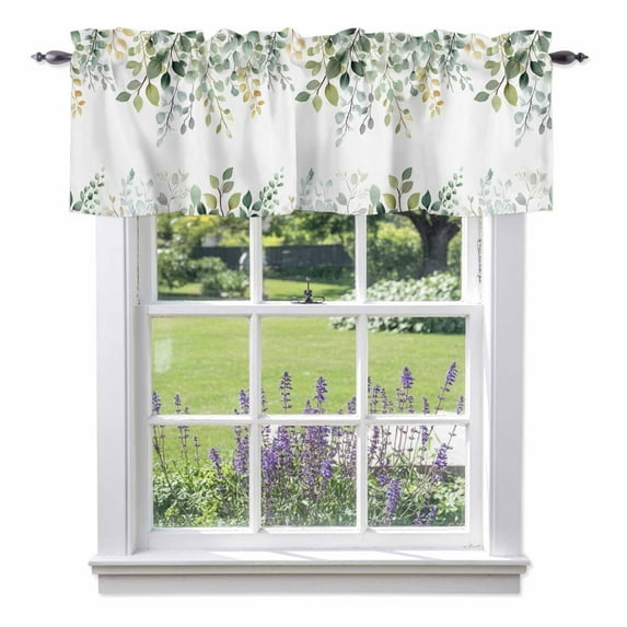 Eucalyptus Leaf Valances for Windows, Green Plant Country Farm Valance ...