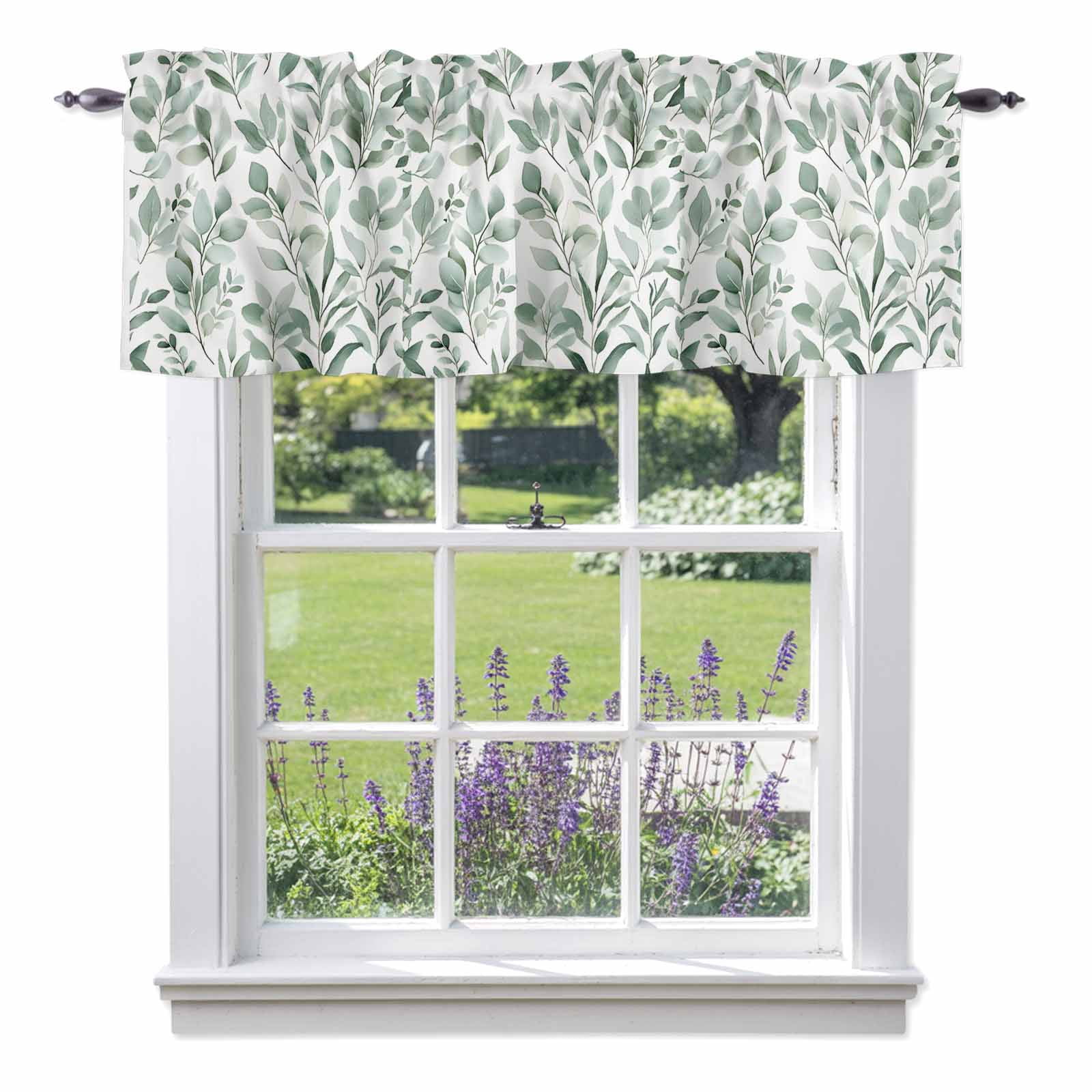 Eucalyptus Leaf Valances for Windows, Green Botanical Valance Window ...