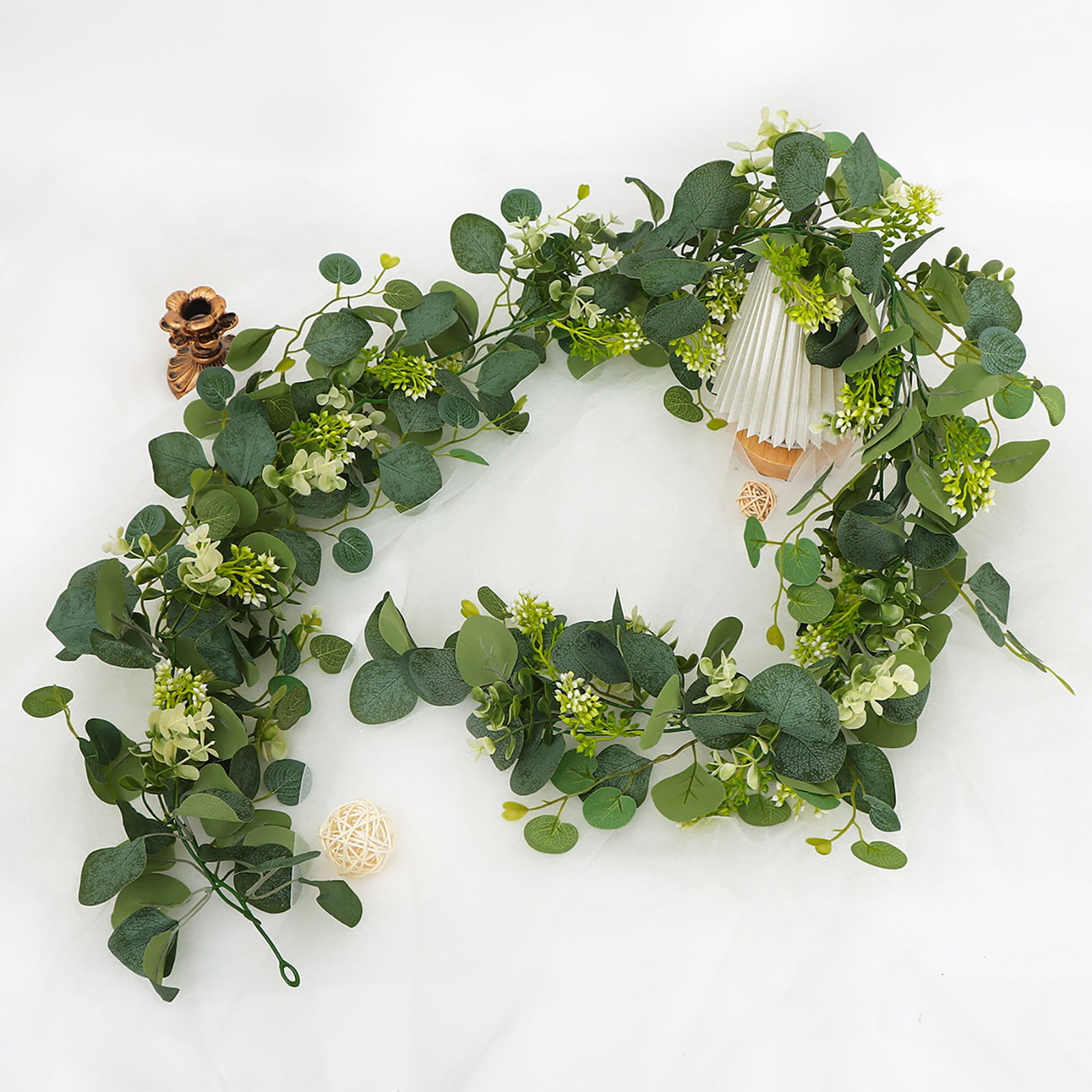 Eucalyptus Leaf Vine 1 Pcs Artificial Garland With Flowers Hanging Plants Faux Silver Greenery ...