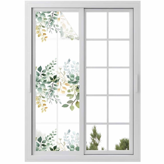 Eucalyptus Leaf Window Privacy Film Green Plant Country Farm Decorative ...