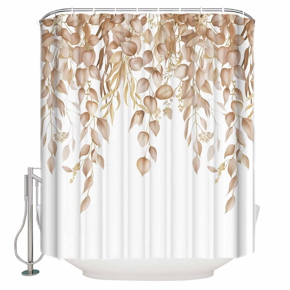 Eucalyptus Leaves Bathroom Shower Curtains with 12 Hooks Polyester ...