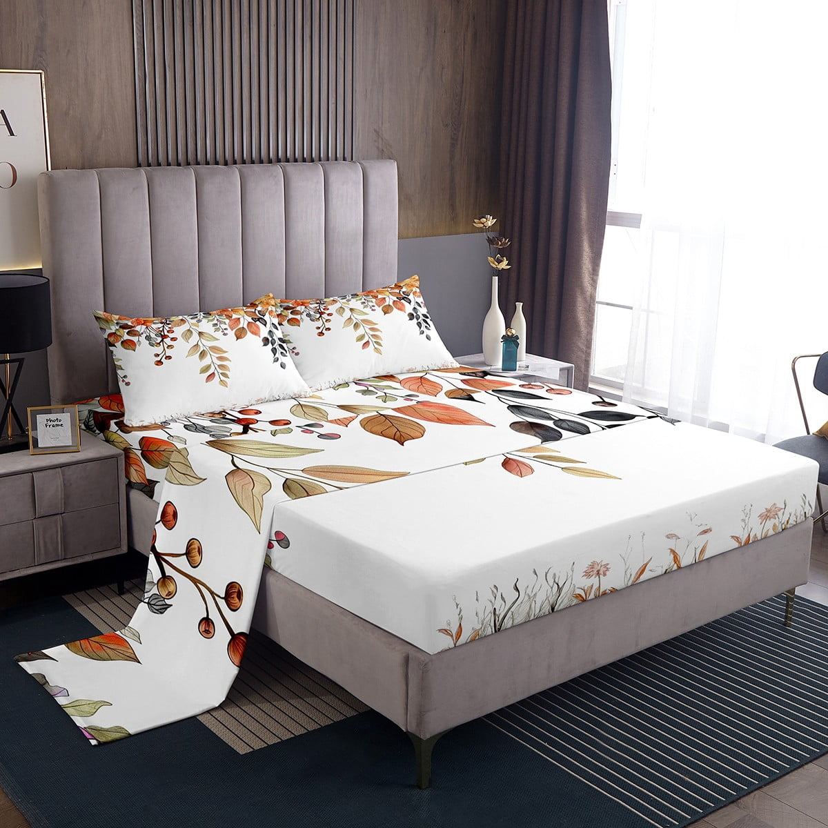 Eucalyptus Leaves Bed Sheets Set Queen Size Teens Adults,Oil Painting ...