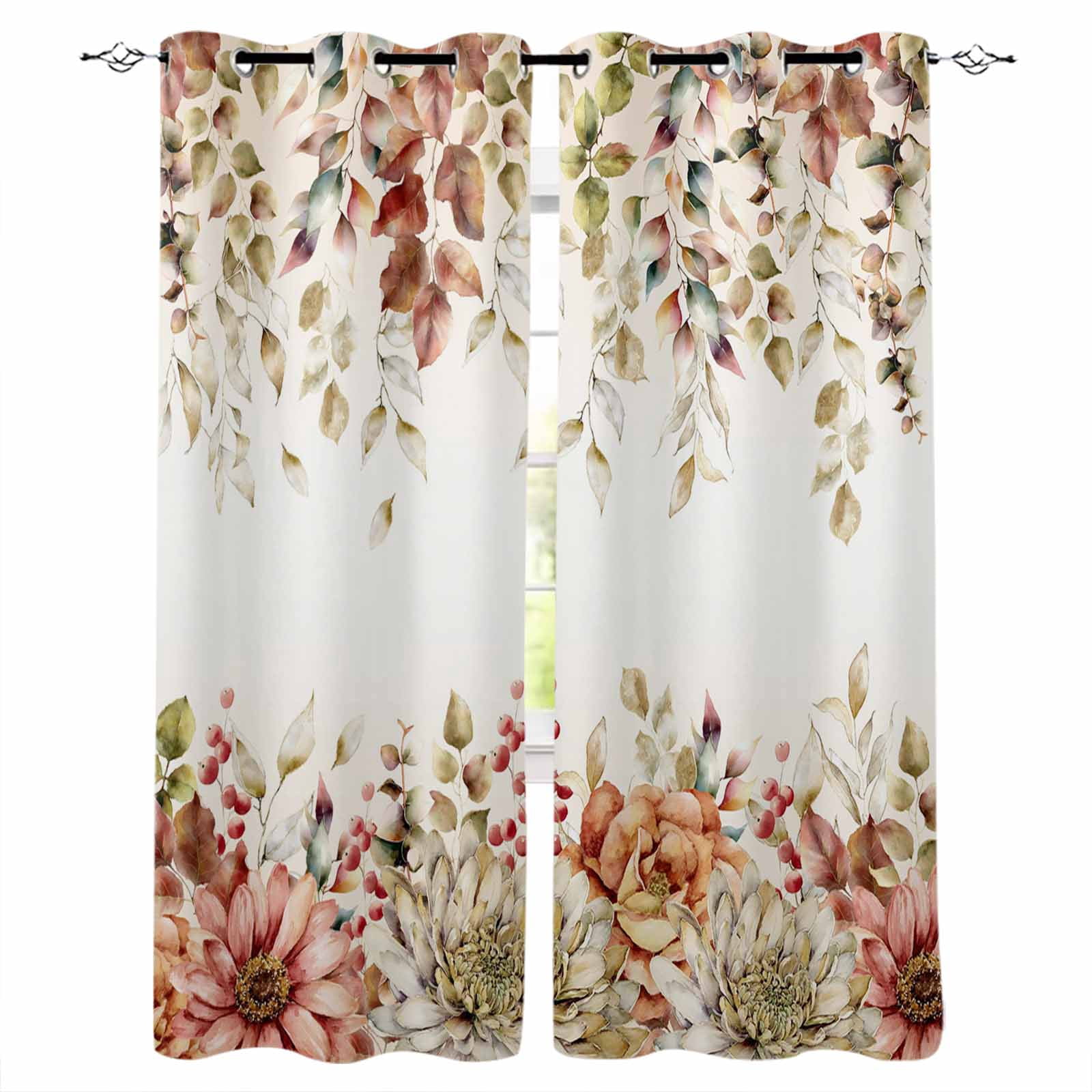 Eucalyptus Leaves Blackout Curtains for Bedroom/Living Room, Thermal ...