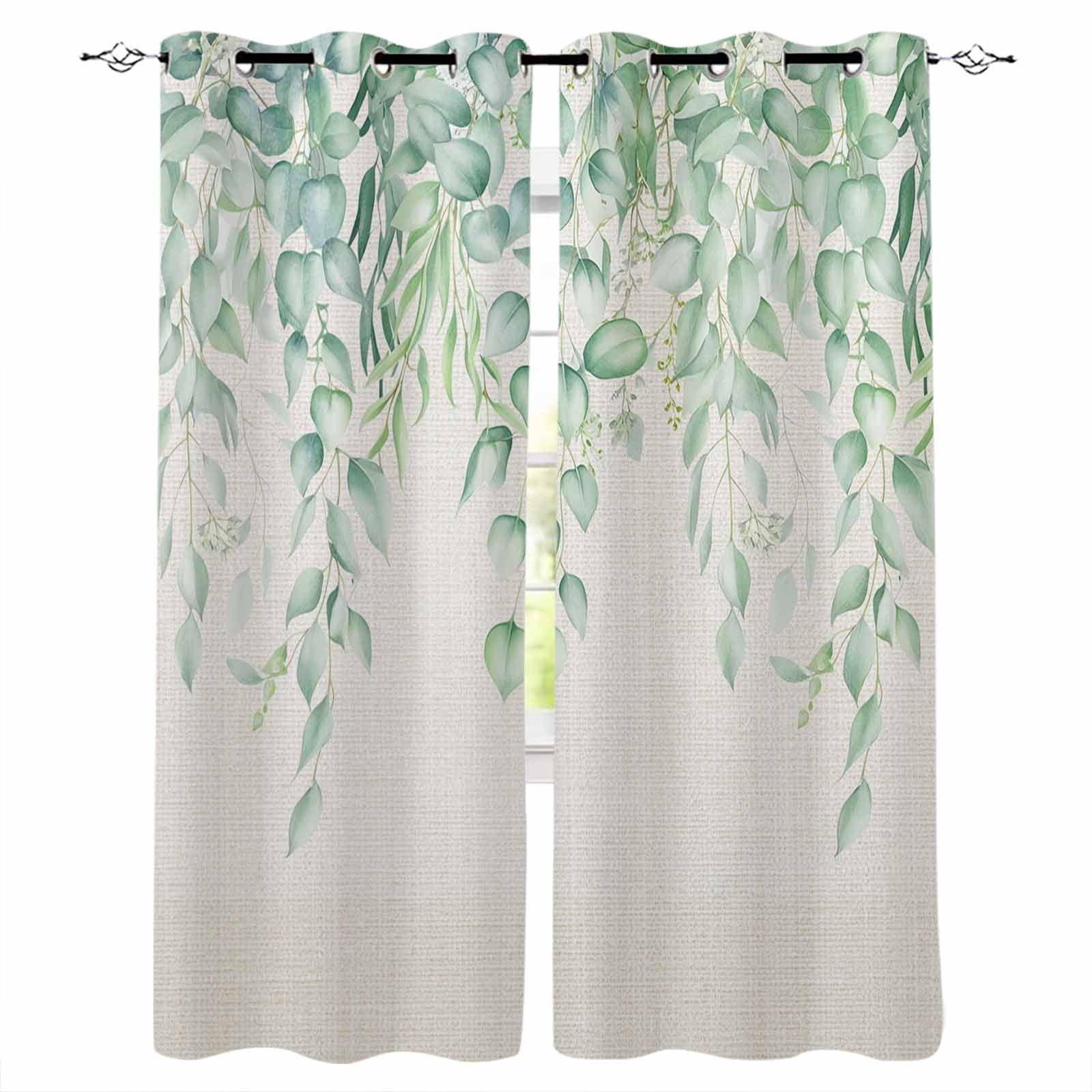 Eucalyptus Leaves Blackout Curtains for Bedroom/Living Room, Thermal ...