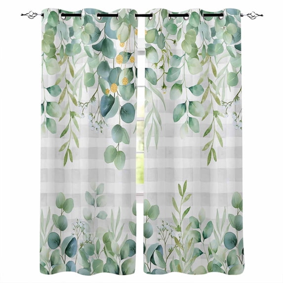 Eucalyptus Leaves Blackout Curtains for Bedroom/Living Room, Thermal ...