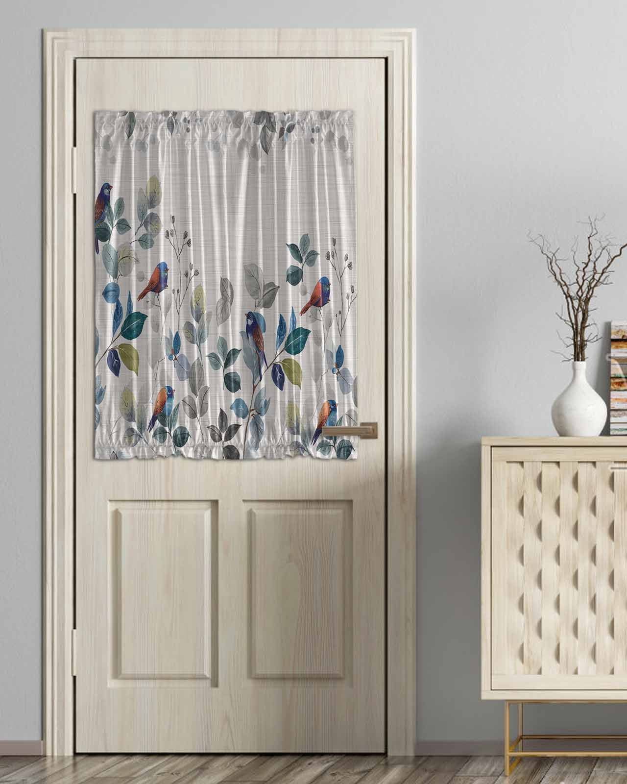 Eucalyptus Leaves Blackout Door Curtains for French, Glass,Front, Back ...