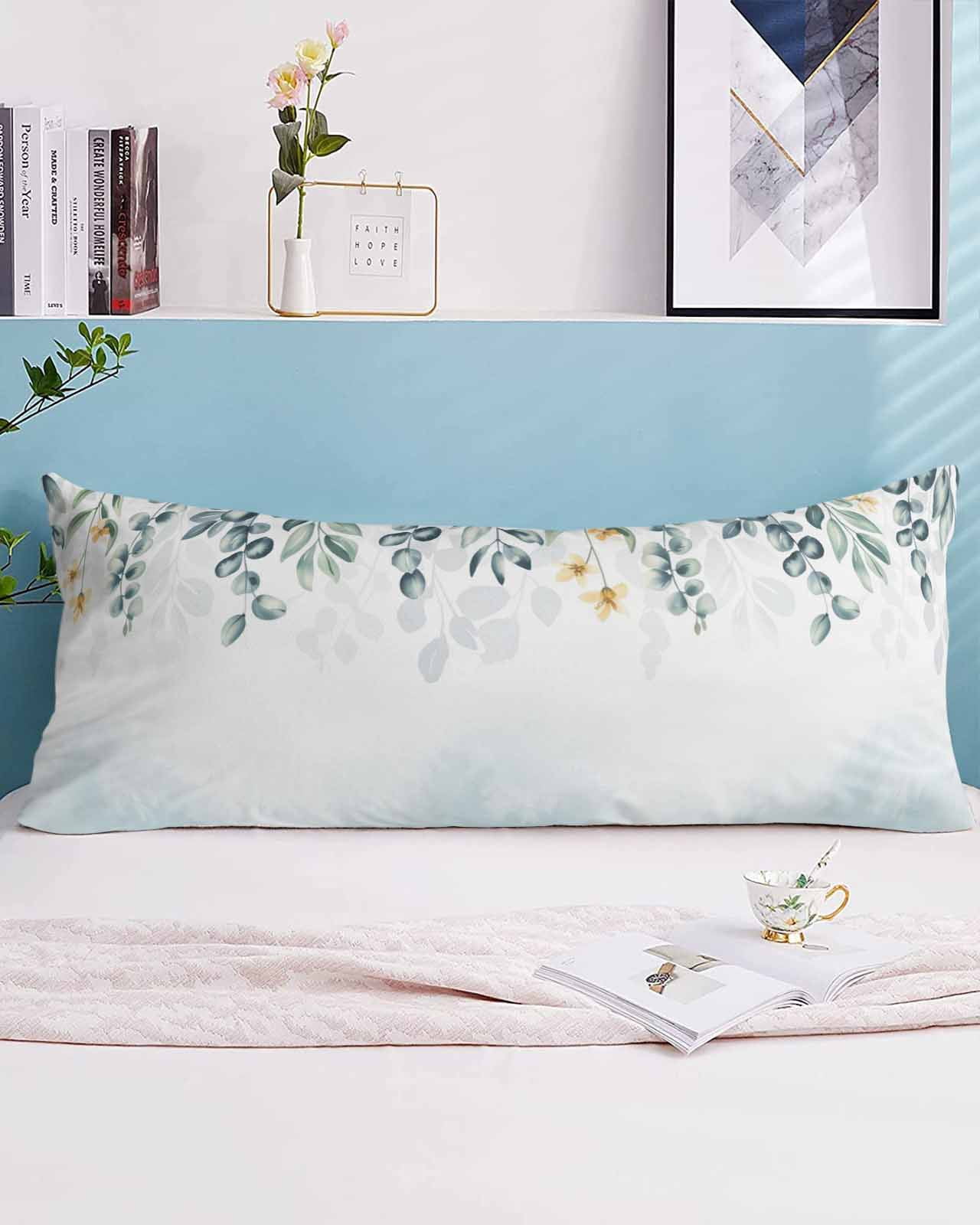 Eucalyptus Leaves Body Pillow Case Cover - Microfiber Bed Throw Pillow ...
