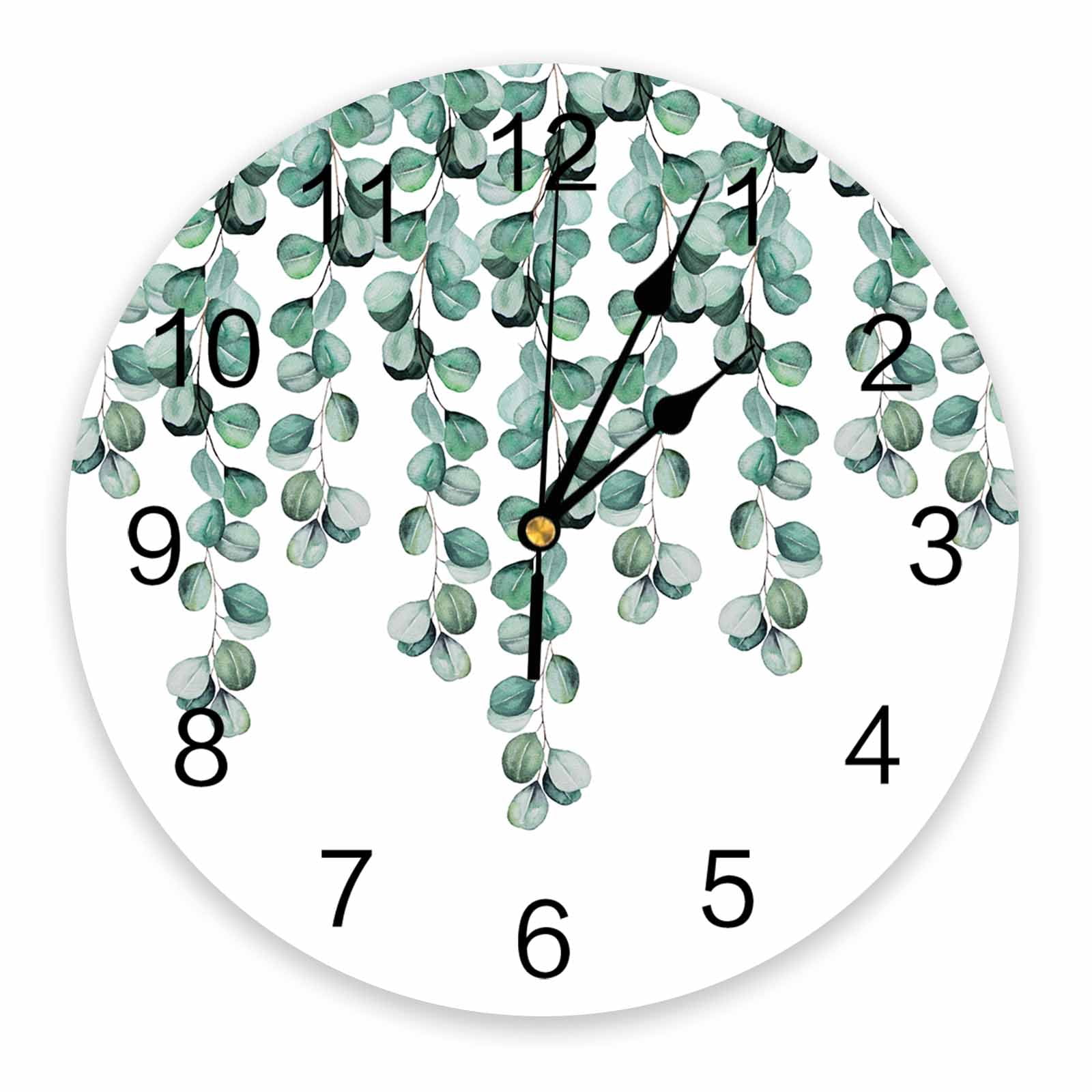 Eucalyptus Leaves Branches Texture PVC Wall Clock Bedroom ration Wall ...