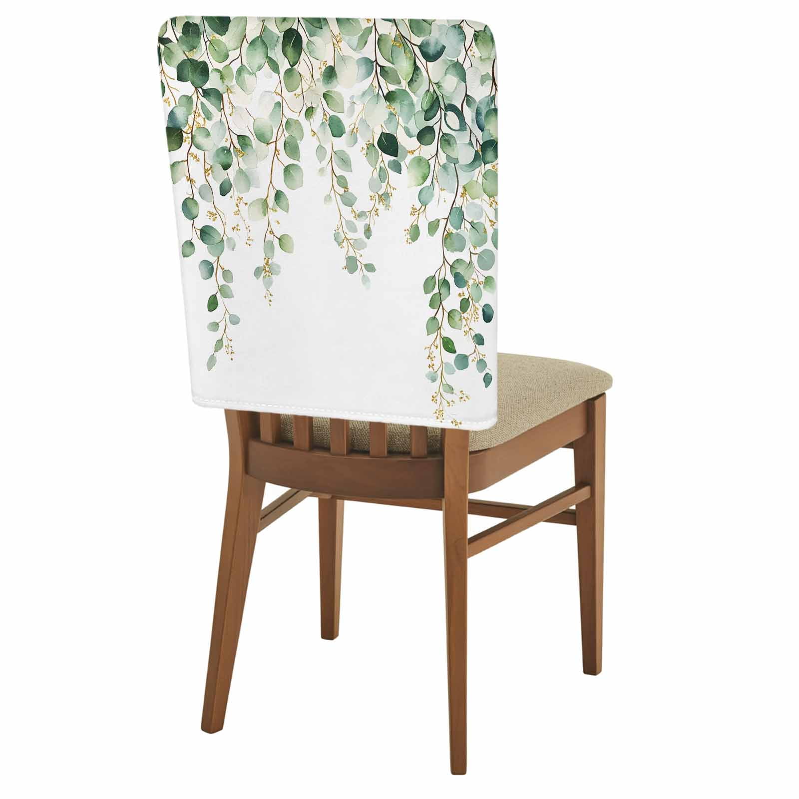 Eucalyptus Leaves Chair Back Covers Set of 6, Watercolor Green Leaf ...