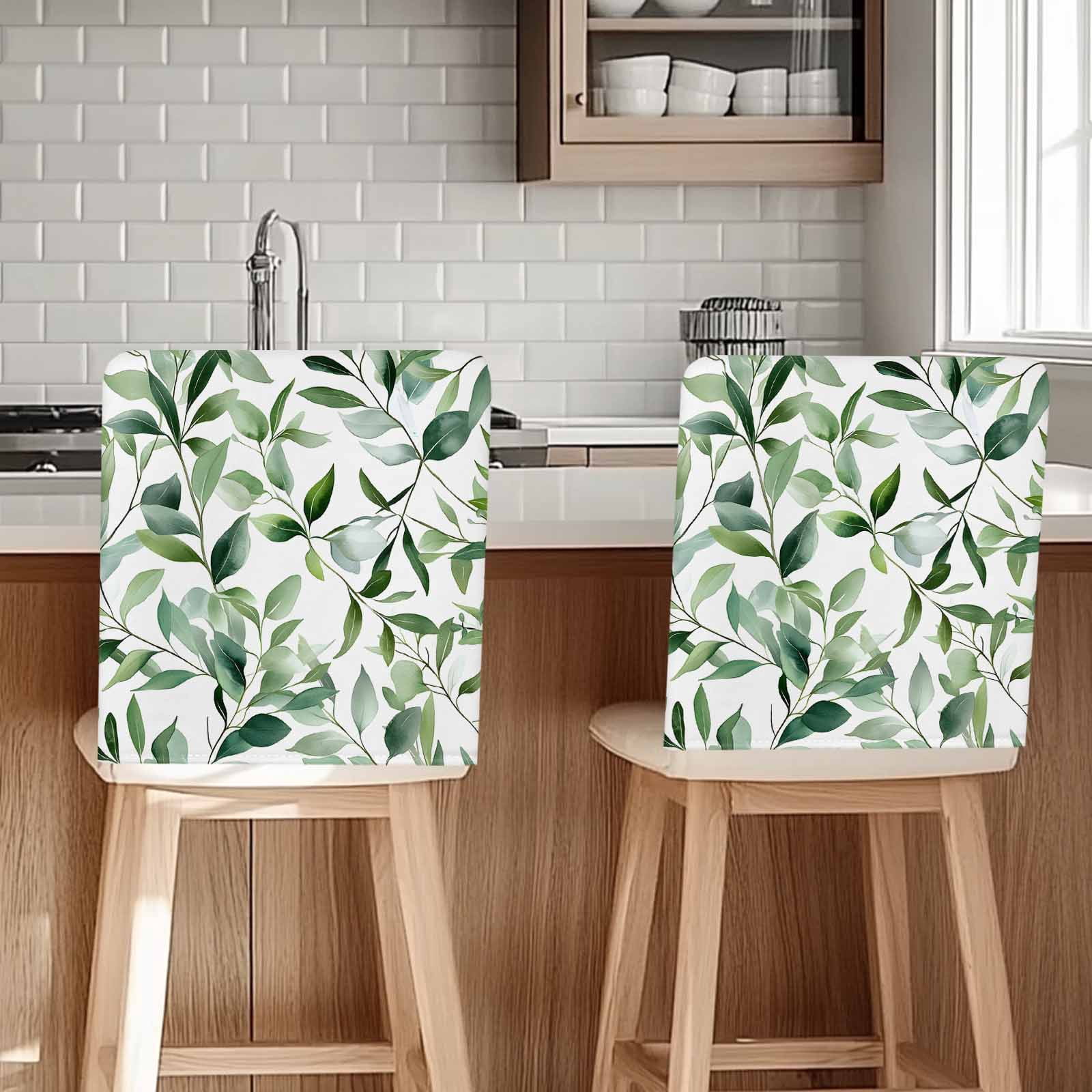 Eucalyptus Leaves Chair Covers Set of 1 Watercolor Green Leaf Plant ...
