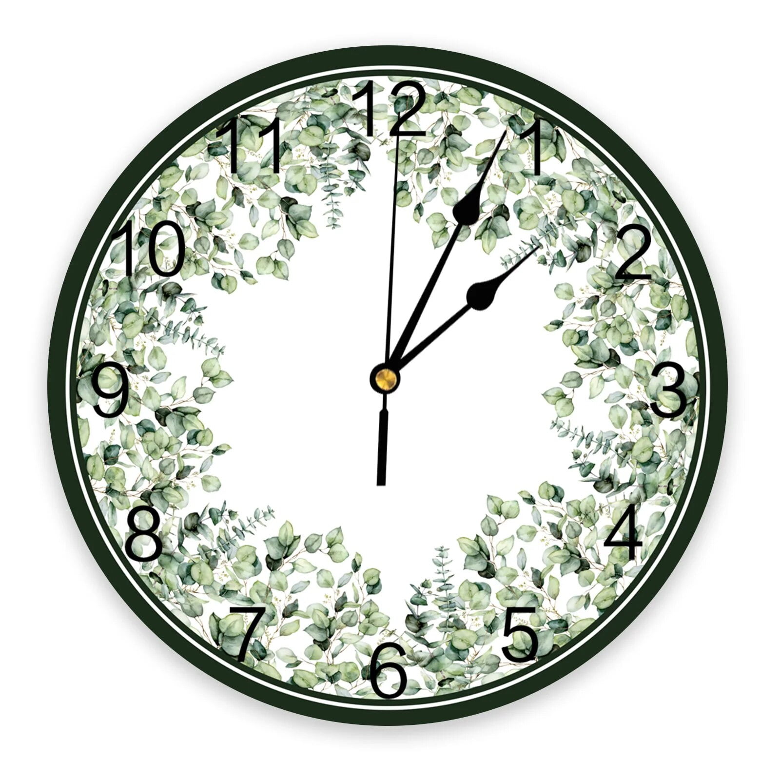 Eucalyptus Leaves Clocks Wall Home Decor Modern Kitchen Room Bedroom ...