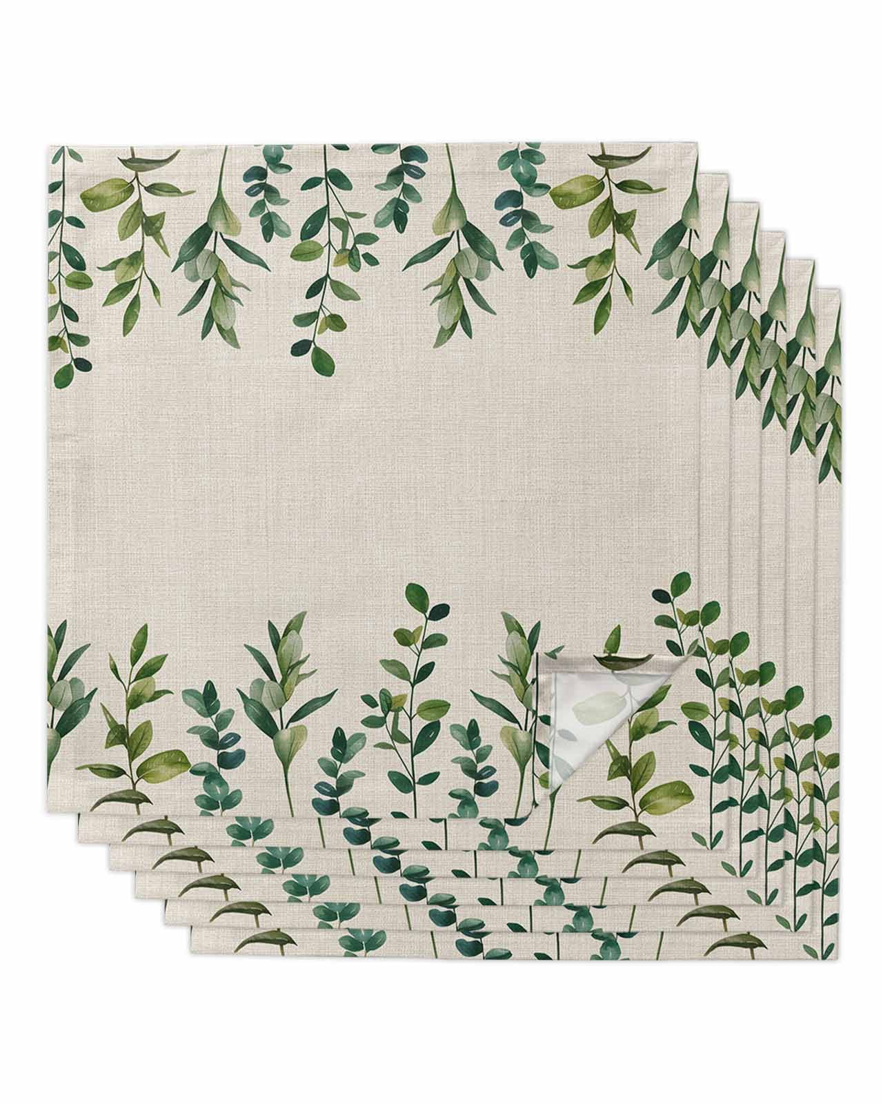 Eucalyptus Leaves Cloth Napkins Set of 6 Reusable Dinner Napkins ...