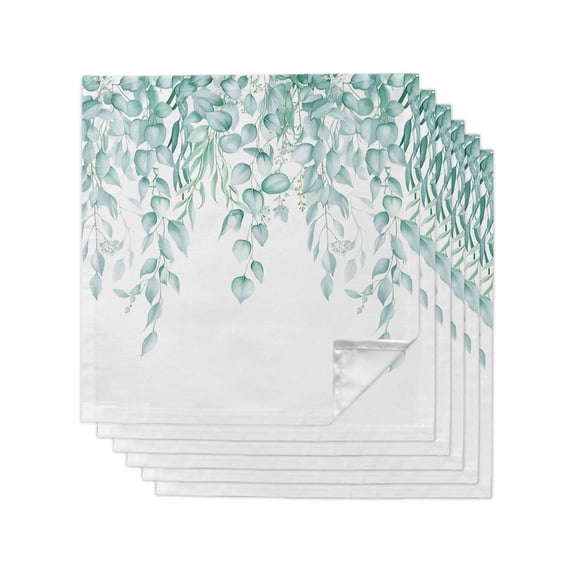 Eucalyptus Leaves Cloth Napkins Set of 6 Reusable Dinner Napkins ...