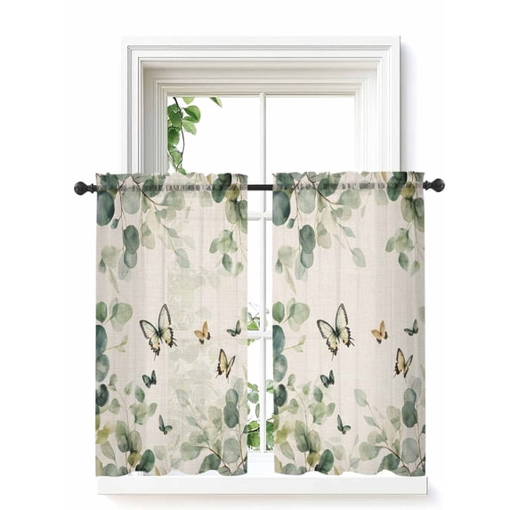 Eucalyptus Leaves Curtains 54 Inch Length,Sheer Curtains for Bedroom ...