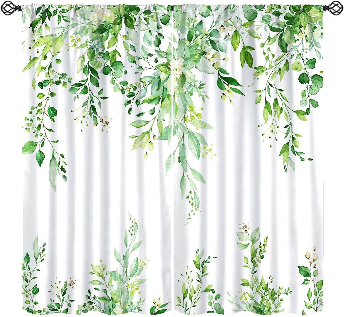 Eucalyptus Leaves Curtains Spring Scenery Green Art Print Blackout ...