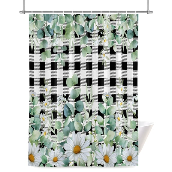 Eucalyptus Leaves Daisy Shower Curtains for Bathroom, Summer Farmhouses ...