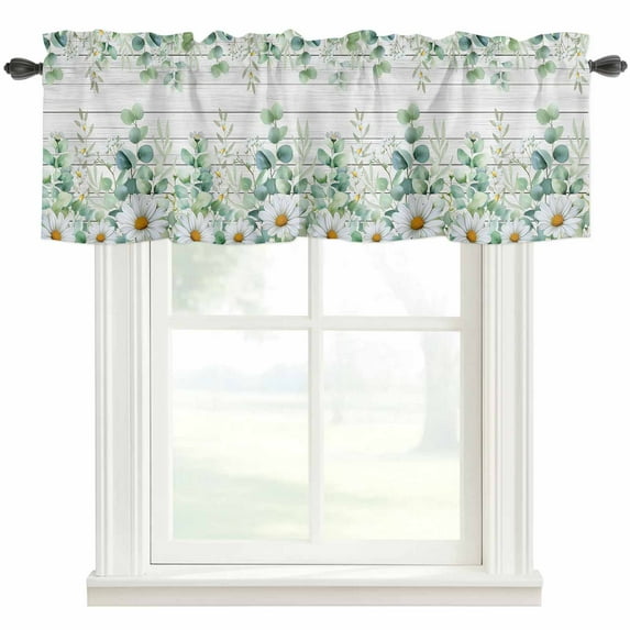 Eucalyptus Leaves Daisy Valances for Windows Summer Farmhouses Wood ...
