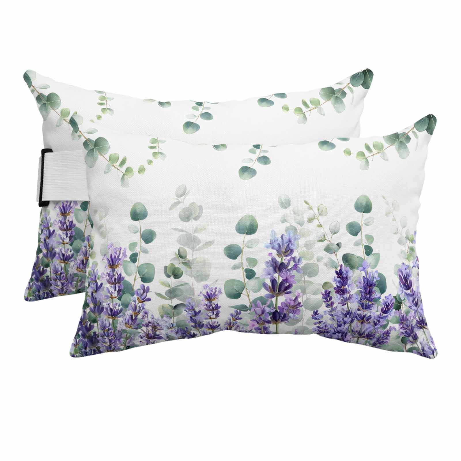 Eucalyptus Leaves Farm Lavender Outdoor Pillow for Chaise Lounge Chair ...